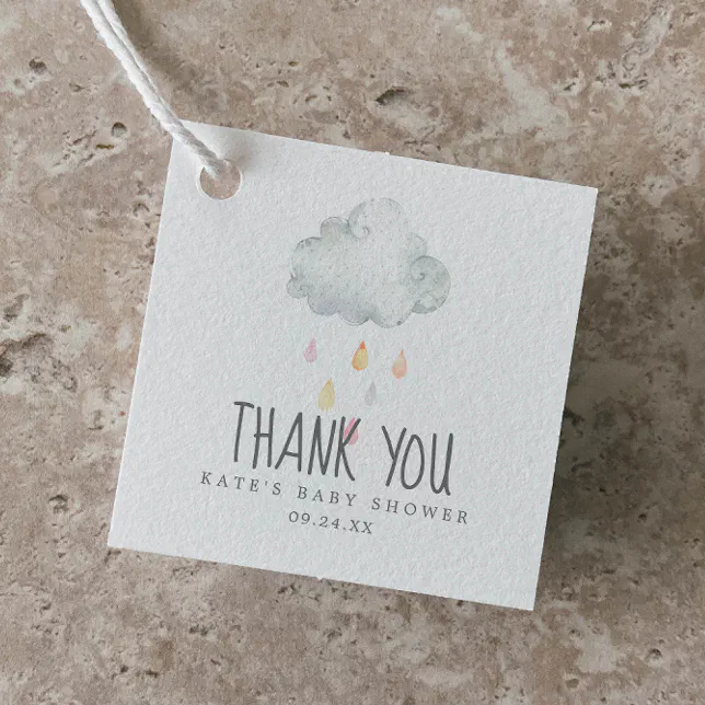 Rain Cloud Girl Baby Shower Thank You Favor Tags | Zazzle