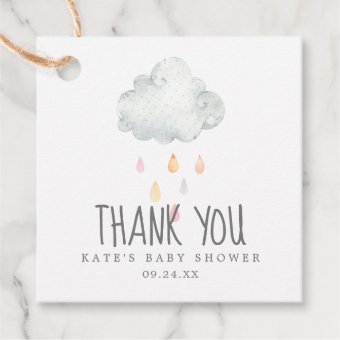 Rain Cloud Girl Baby Shower Thank You Favor Tags | Zazzle