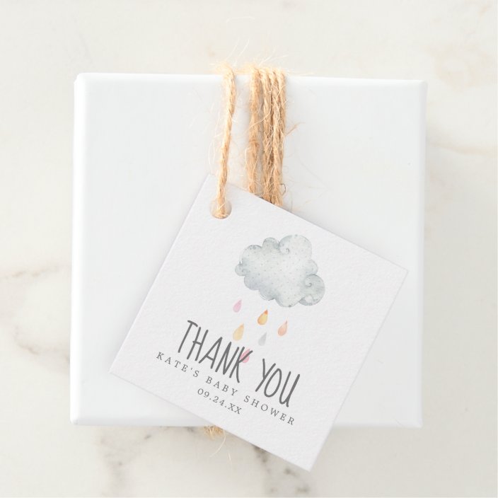 Rain Cloud Girl Baby Shower Thank You Favor Tags | Zazzle.com