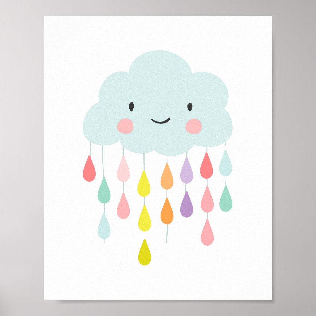 Rain Cloud nursery decor Raindrops Kids room Gift | Zazzle