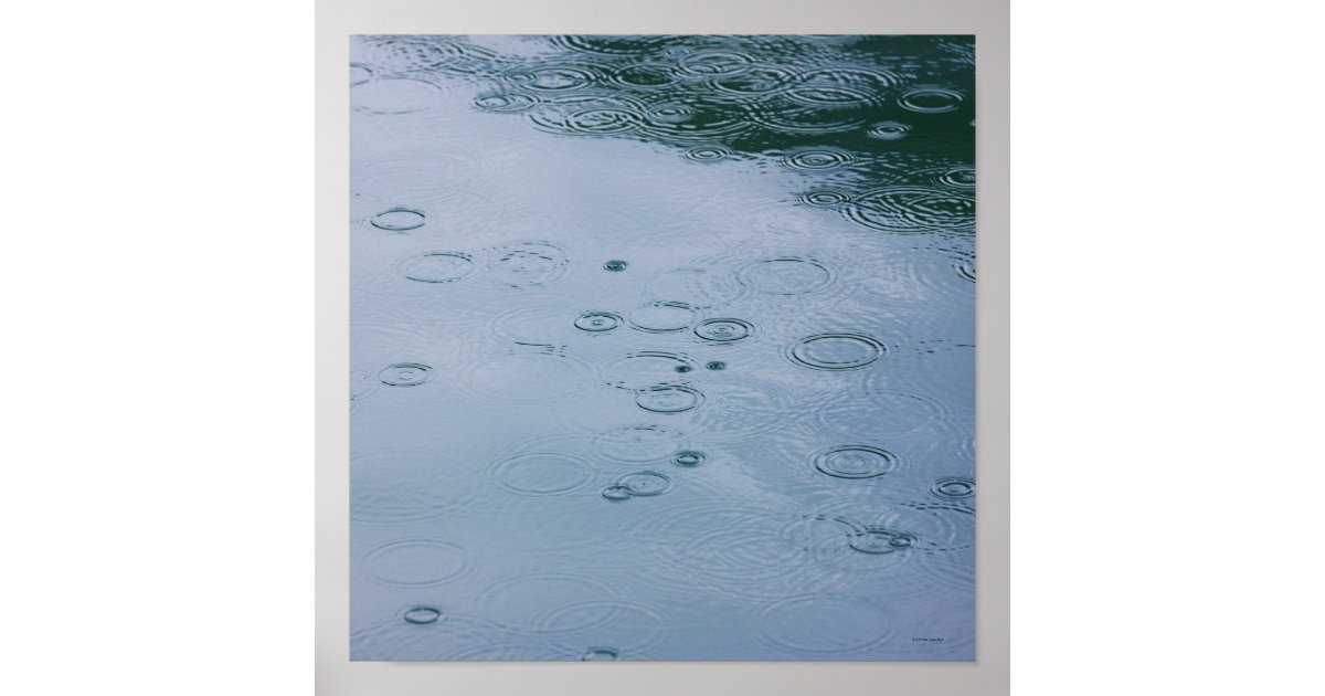 Rain drops and water ripples poster | Zazzle