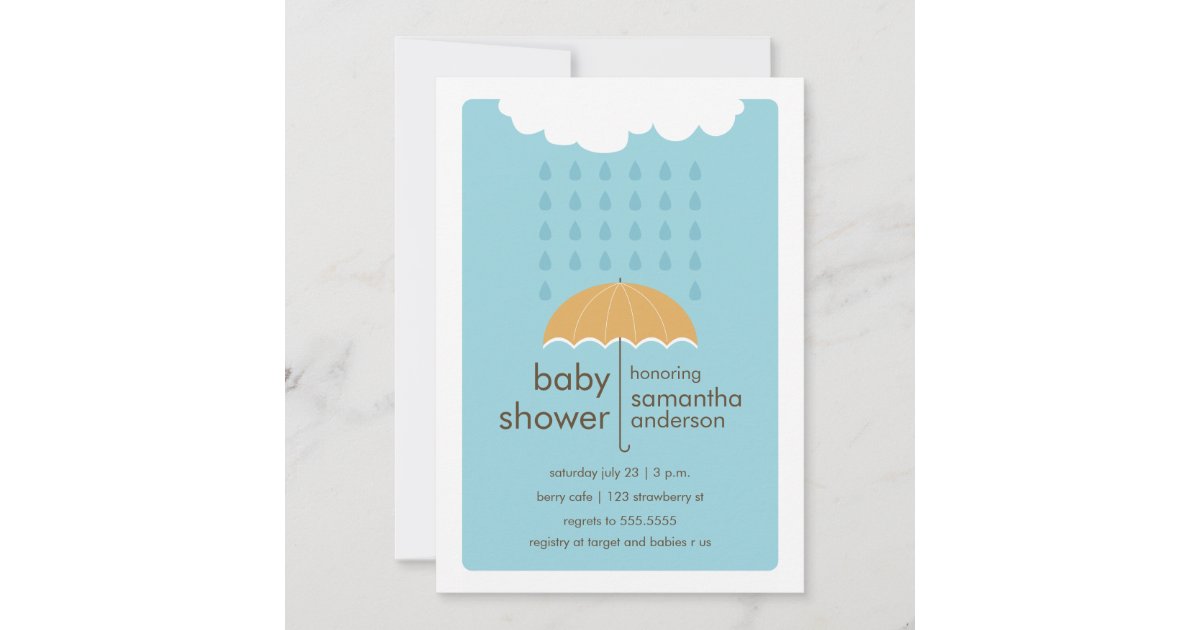 Rain Drops Baby Shower Invitation - Boy | Zazzle
