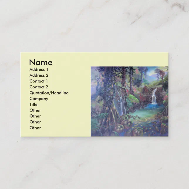 Rain Forest Landscape River Waterfalls Art Business Card | Zazzle