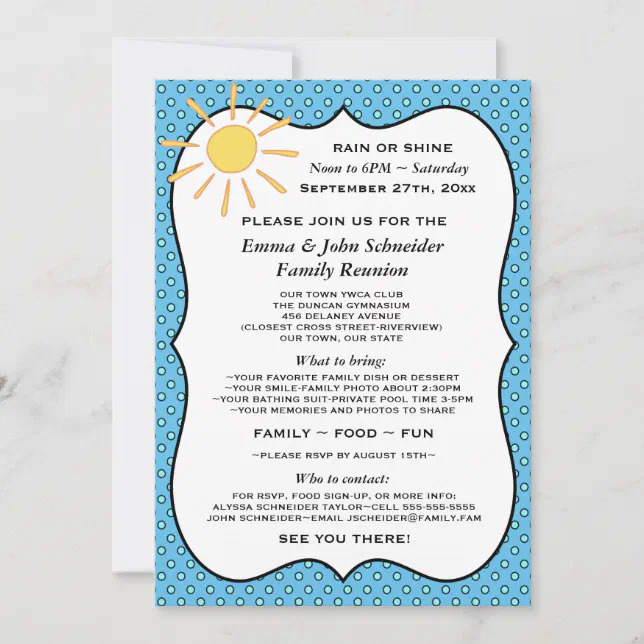 Rain or Shine Reunion, Event or Party Invitation | Zazzle