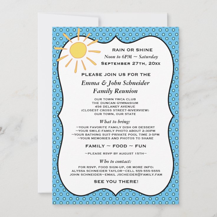 Rain or Shine Reunion, Event or Party Invitation | Zazzle