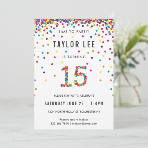 Rainbow 15 Year Old Birthday Party, 15th Birthday Invitation | Zazzle