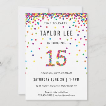 Rainbow 15 Year Old Birthday Party, 15th Birthday Invitation | Zazzle