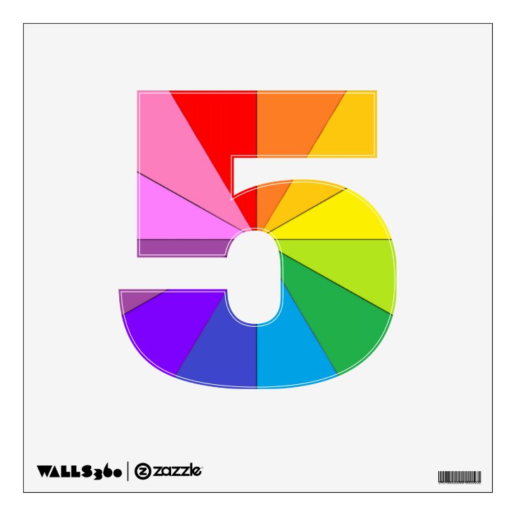 Rainbow 5 Colorwheel Numbers Wall Decals | Zazzle