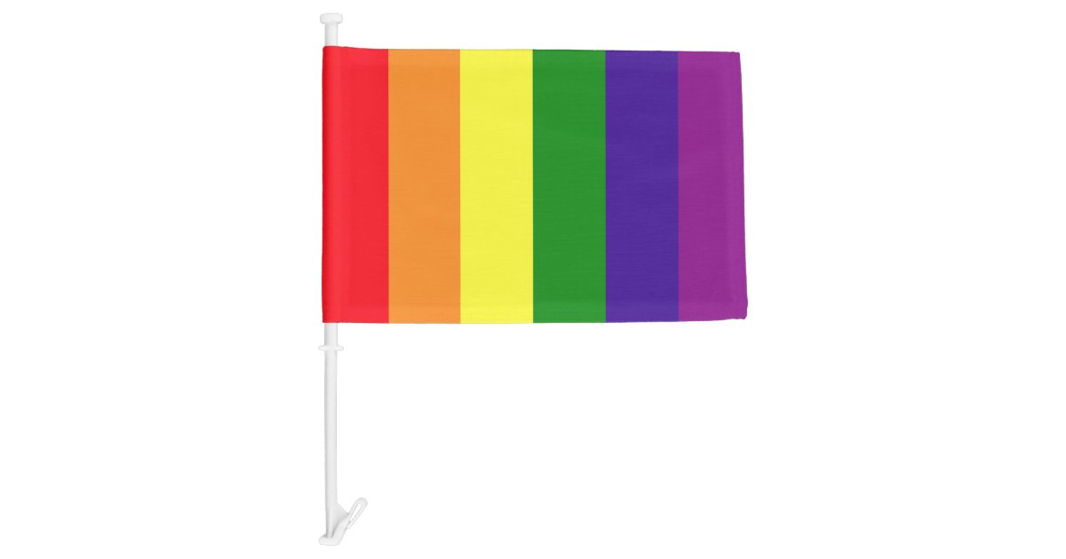 Rainbow 6 Color Stripe Gay Pride Car Flag | Zazzle