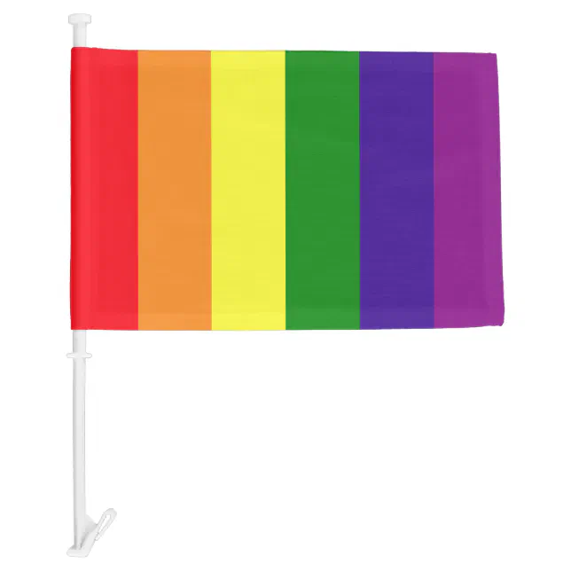 Rainbow 6 Color Stripe Gay Pride Car Flag | Zazzle