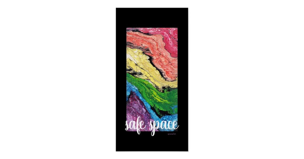 "Rainbow" Abstract Art Safe Space Black Poster | Zazzle