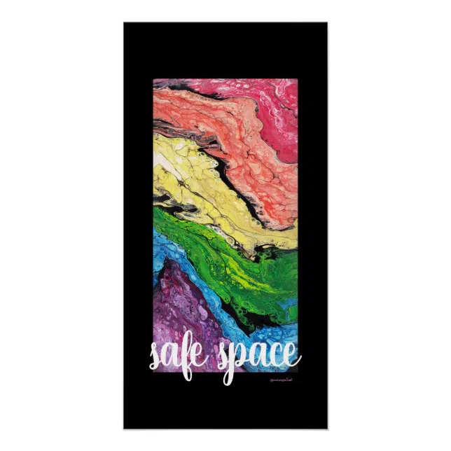 "Rainbow" Abstract Art Safe Space Black Poster | Zazzle