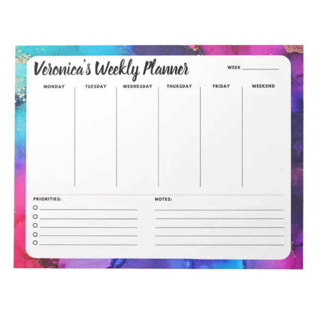 Rainbow Abstract Weekly To Do List Notepad Planner | Zazzle
