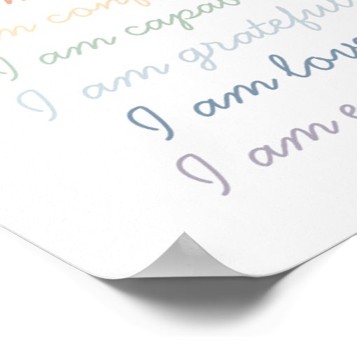 Rainbow Affirmations for Kids Poster | Zazzle