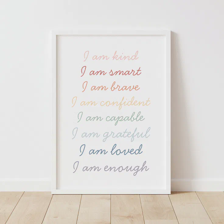 Rainbow Affirmations for Kids Poster | Zazzle