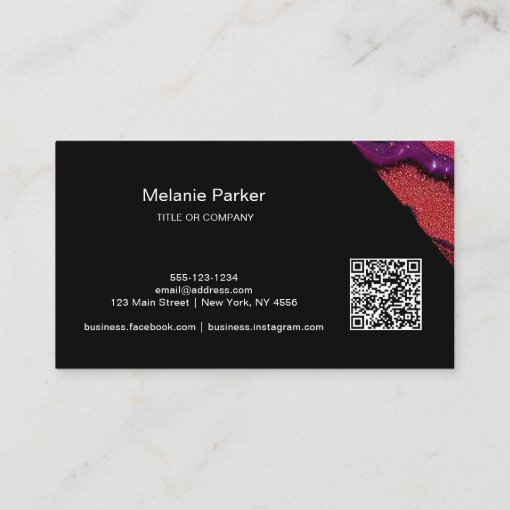 Rainbow Agate Marble QR Code Business Card | Zazzle
