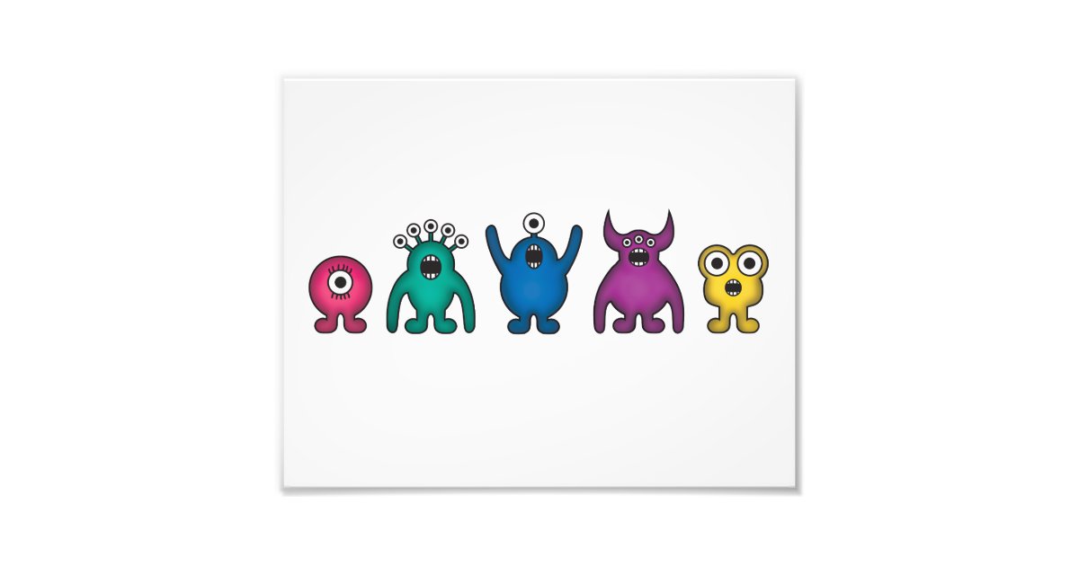 Rainbow Alien Monsters Photo Print | Zazzle