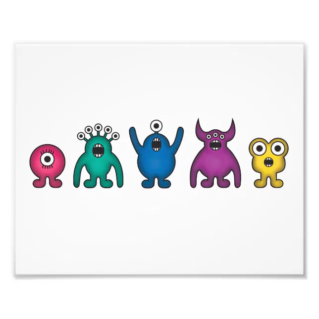 Rainbow Alien Monsters Photo Print | Zazzle