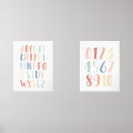 Rainbow Alphabet and Numbers Educational Classroom Wall Art Sets | Zazzle