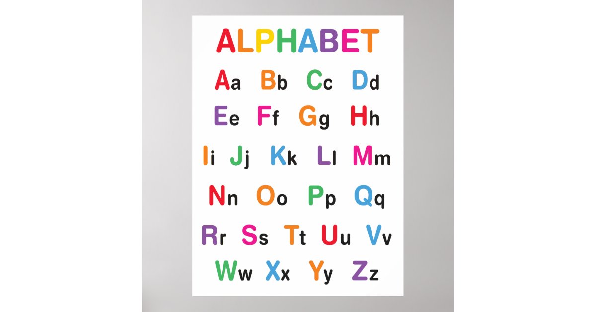 Rainbow Alphabet Classroom Poster | Zazzle