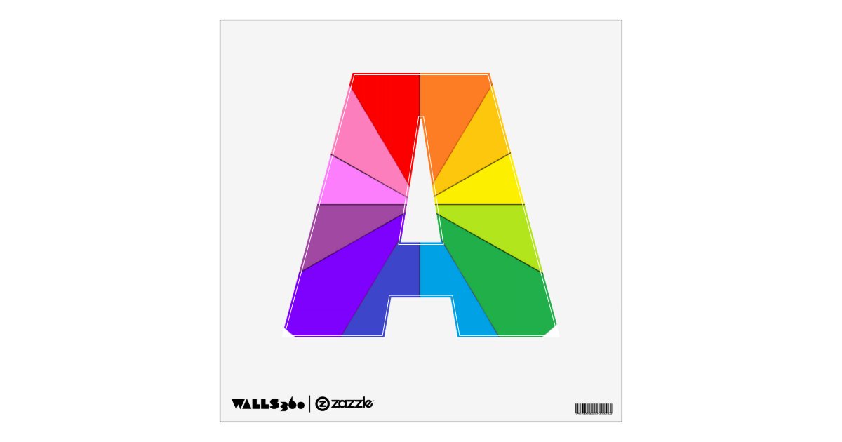 Rainbow Alphabet Letter A Colorwheel Party Decal | Zazzle