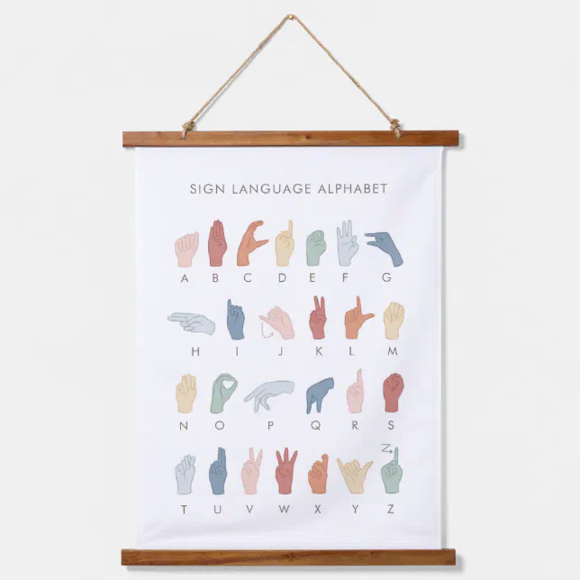 Rainbow American Sign Language ASL Hanging Tapestry | Zazzle