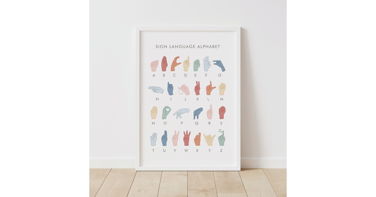 Rainbow American Sign Language ASL Poster | Zazzle