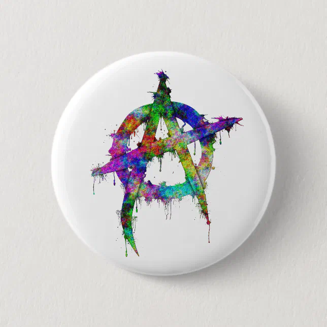 Rainbow Anarchy Symbol Pinback Button | Zazzle