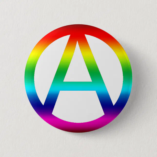 Rainbow Anarchy Symbol Pinback Button | Zazzle