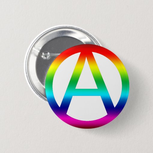 Rainbow Anarchy Symbol Pinback Button | Zazzle