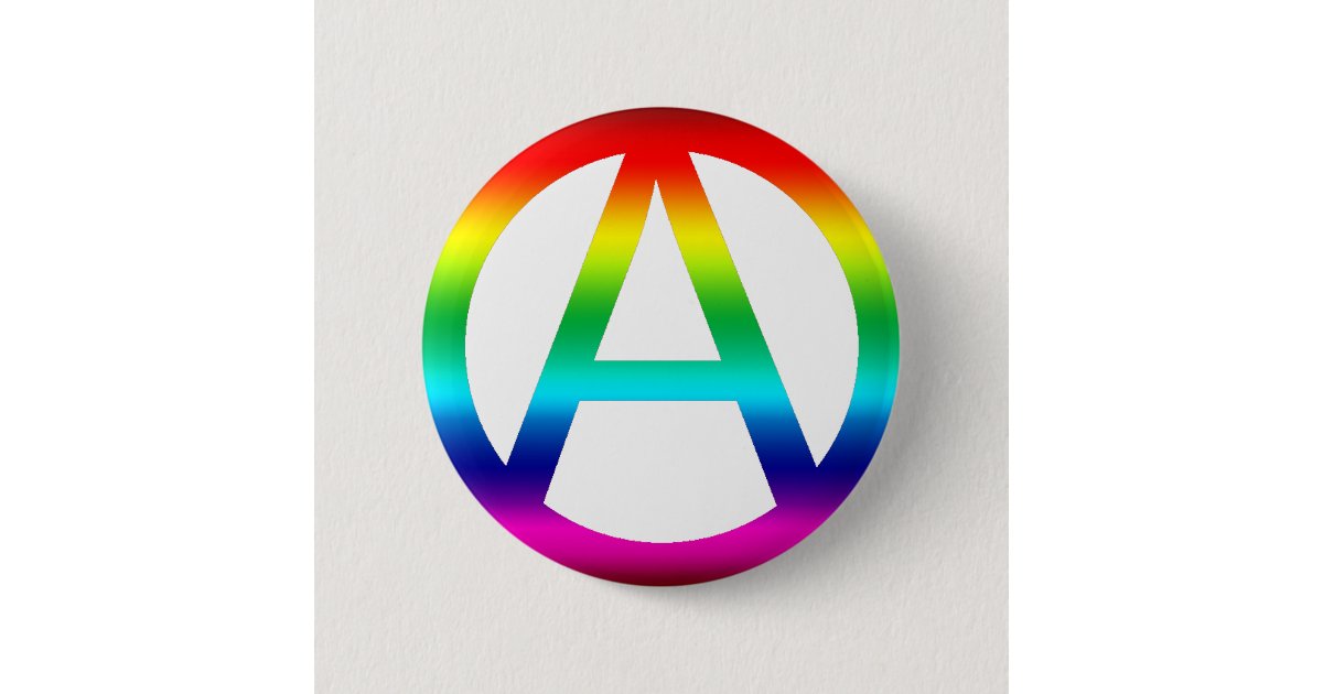 Rainbow Anarchy Symbol Pinback Button | Zazzle