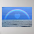 Rainbow and Heart Over the Ocean Poster Art | Zazzle