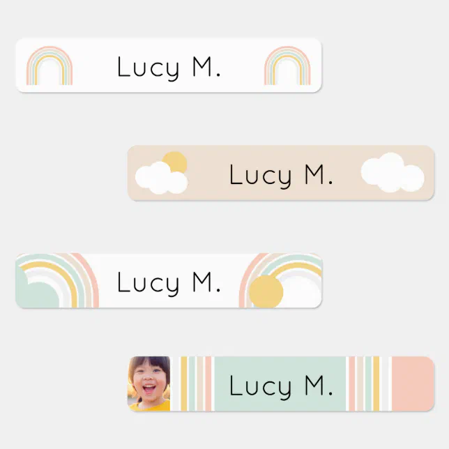 Rainbow and Sunshine Waterproof Kids' Labels | Zazzle