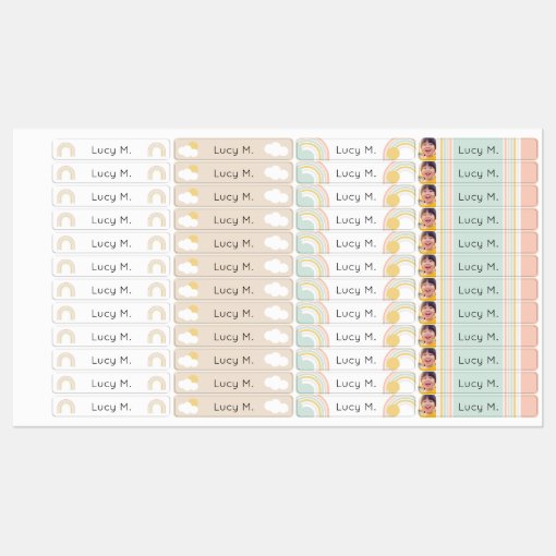 Rainbow and Sunshine Waterproof Kids' Labels | Zazzle
