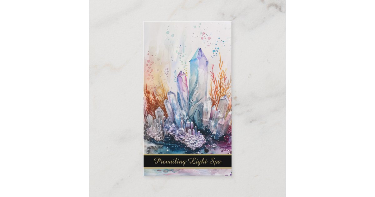 Rainbow Artsy Drip Crystals AP90 Gold Business Card | Zazzle