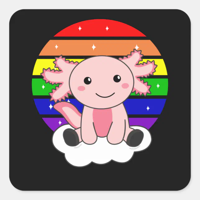 Rainbow Axolotl Cute Axolotl For Kids Square Sticker | Zazzle