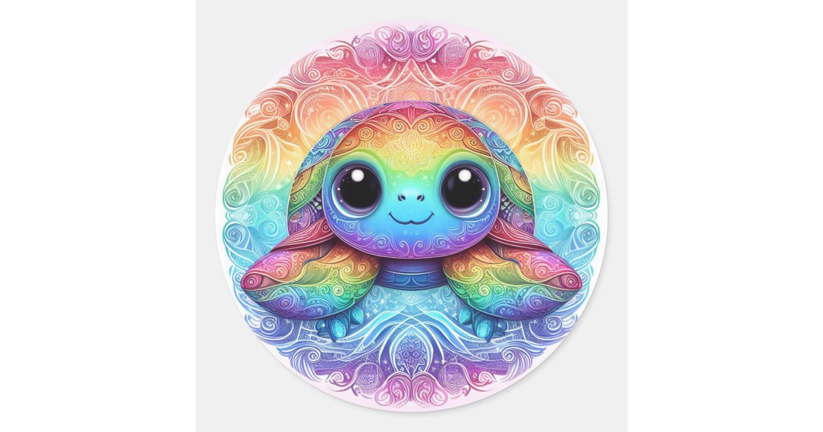 Rainbow baby sea turtle stickers | Zazzle