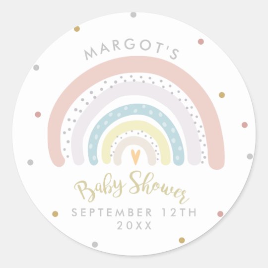 Rainbow Baby Shower Gender Neutral Classic Round Sticker | Zazzle.com