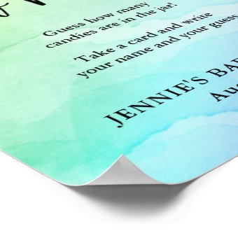 Rainbow Baby Shower Guess How Many Game Display Poster | Zazzle