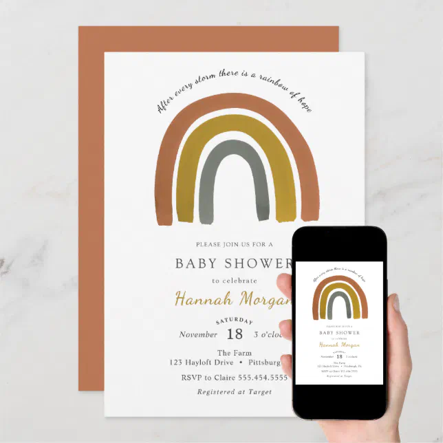 Rainbow Baby Shower invitation | Zazzle