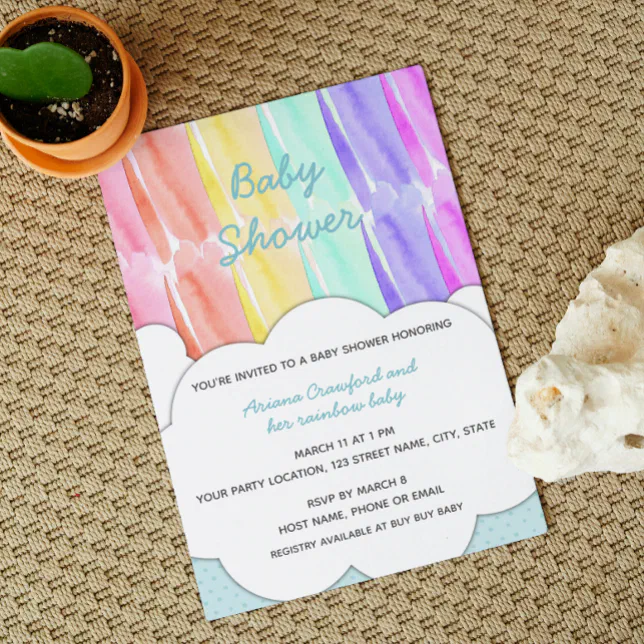 Rainbow Baby Shower Invitation | Zazzle