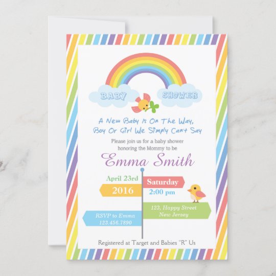 Rainbow Baby Shower Invitation | Zazzle.com