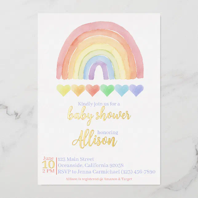 Rainbow Baby Shower invitation Foil Invitation | Zazzle