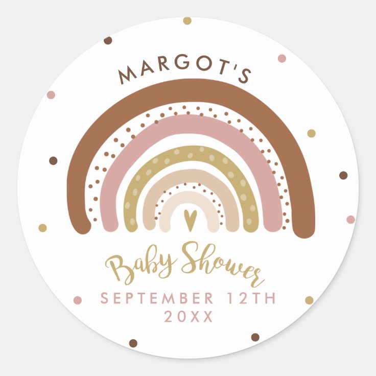 Rainbow Baby Shower Muted Pastel Rainbow Classic Round Sticker | Zazzle