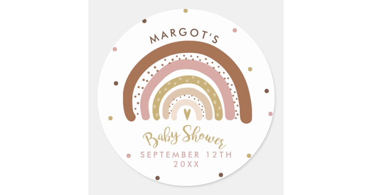 Rainbow Baby Shower Muted Pastel Rainbow Classic Round Sticker | Zazzle