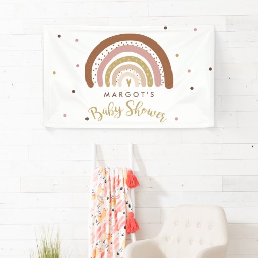 Rainbow Baby Shower Muted Pastel Rainbow Welcome Banner | Zazzle