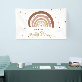 Rainbow Baby Shower Muted Pastel Rainbow Welcome Banner | Zazzle