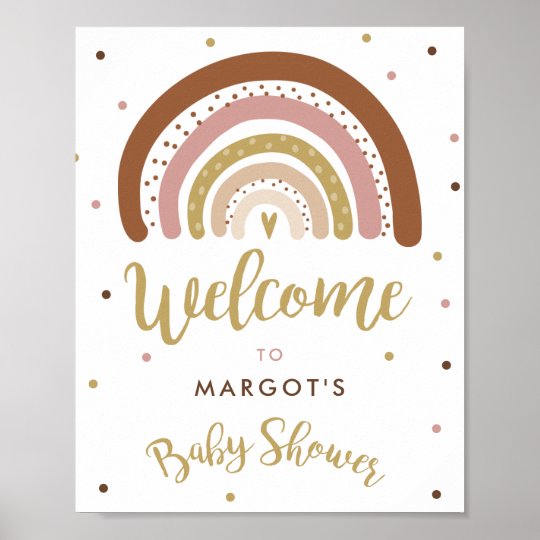 Rainbow Baby Shower Muted Pastel Rainbow Welcome Poster | Zazzle.com