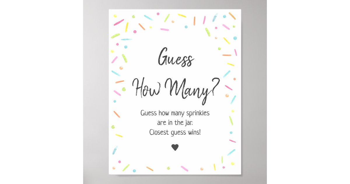 Rainbow Baby Sprinkle Guess How Many Game Poster | Zazzle