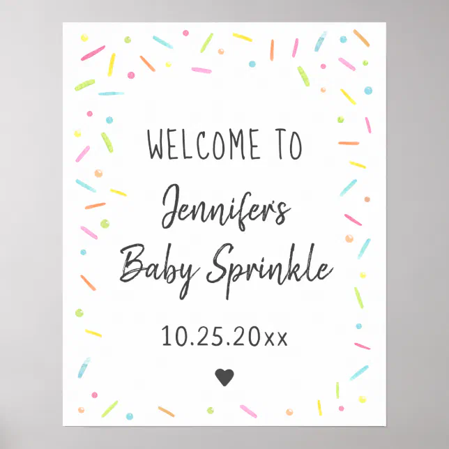 Rainbow Baby Sprinkle Welcome Poster | Zazzle
